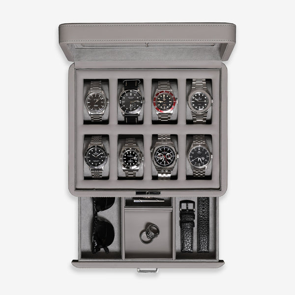 Rothwell 8 Slot Watch Box with Drawer (STONE) - RothwellSF