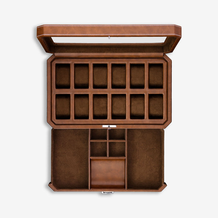 Rothwell 12 Slot Watch Box (Tan / Brown) - RothwellSF